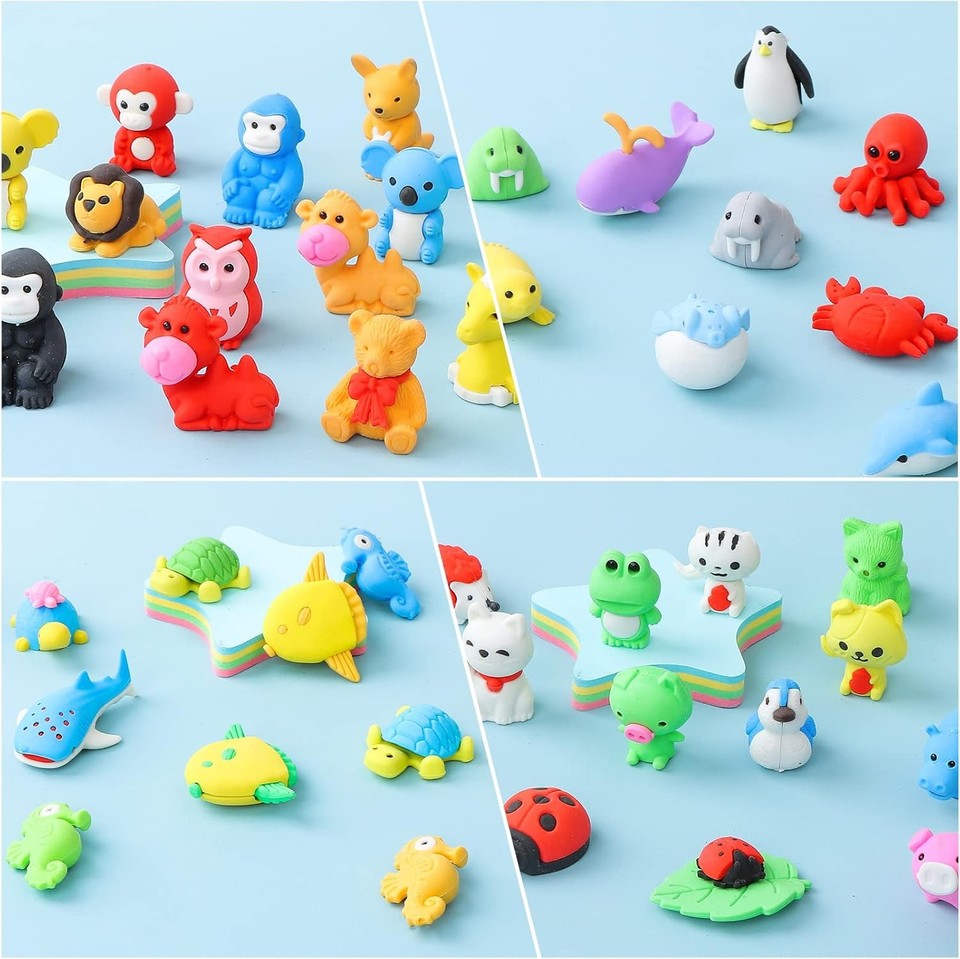 40Pcs Animal Erasers Desk Pets for Kids Assembled Eraser 3D Puzzle ...