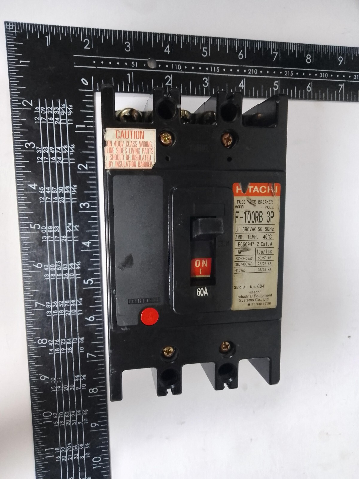 Hitachi F-100RB3P 100A 600VAC 3 Pole Molded Case Circuit Breaker for ...