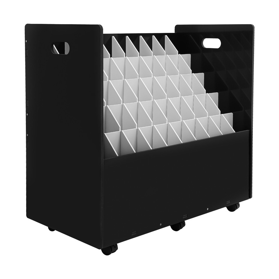 50-Slot Mobile Rolling Blueprint Roll File Cart Large Document ...