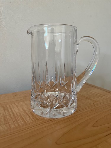 Lead Crystal Water Pitcher. Etched design. H 7" W 31/2". Good Condition ...