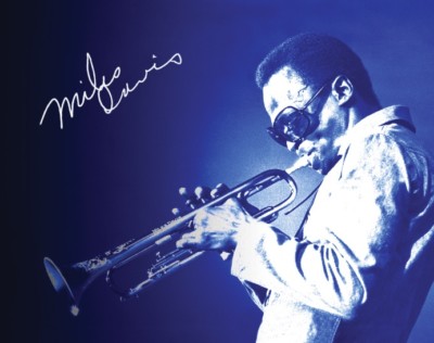MILES DAVIS Legendary Jazz Trumpeter Genius Blue Photoprint Autograph ...