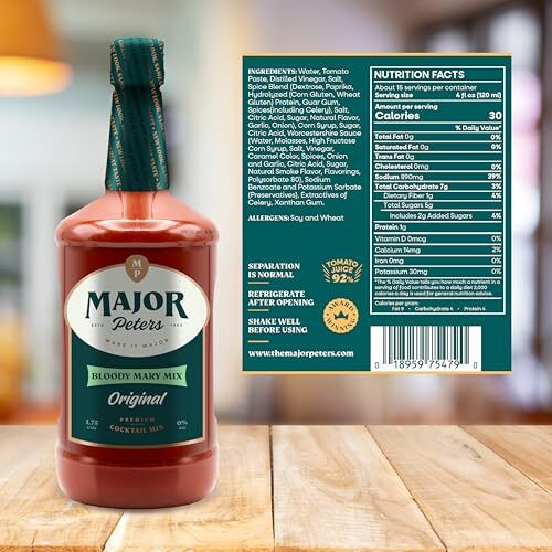 Major Peters' Premium, Full Body Bloody Mary Mix, Only Add Spirits ...