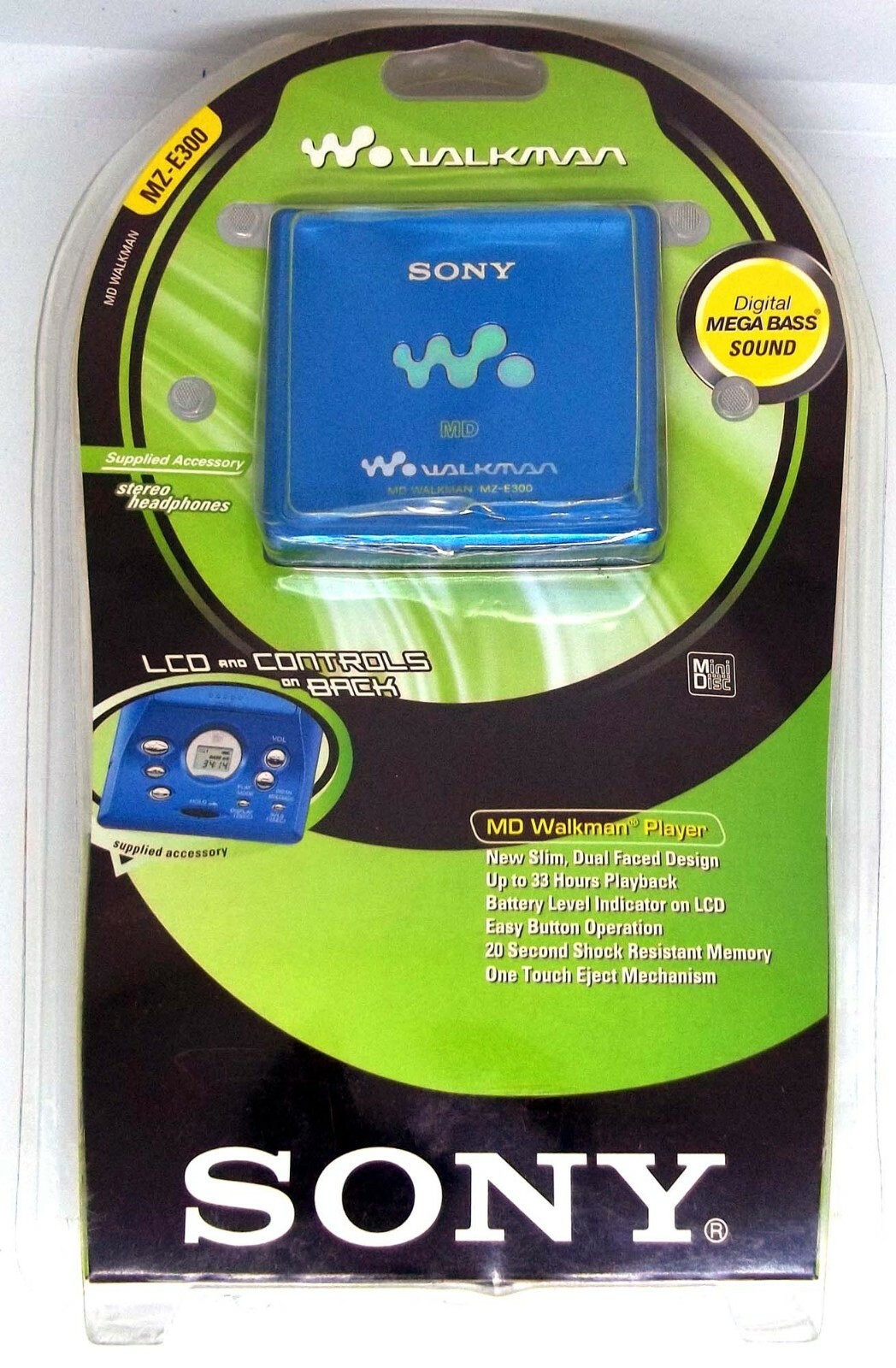 Sony MD Walkman Mz-e300 Blue Player With Headphones for sale online | eBay