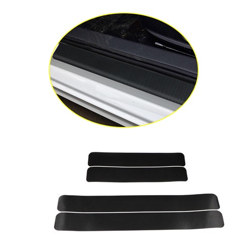 4 pcs Universal Car Sill Scuff Protector Stickers Carbon Fiber Auto ...