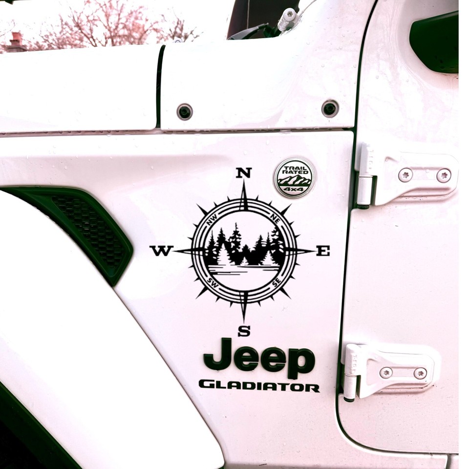 COMPASS TREES LAKE Vinyl Decal large Jeep Car Truck Bumper Wall Window ...