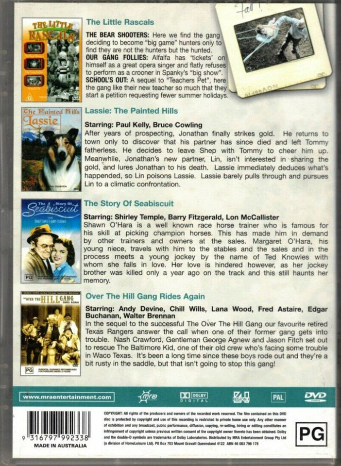 LITTLE RASCALS - LASSIE - SEABISCUIT - OVER THE HILL GANNG 2 DISC S ...