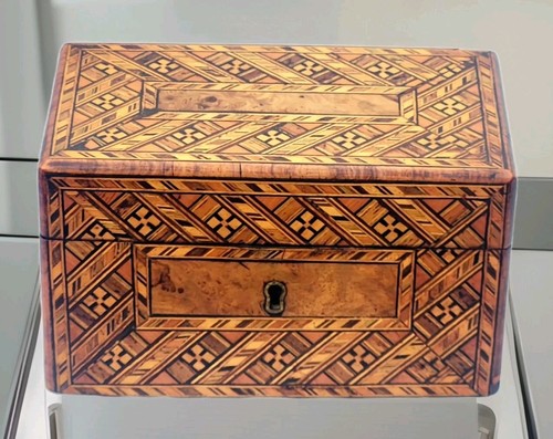 Antique Regency Marquetry Parquetry Band Inlaid English Tea Caddy ...