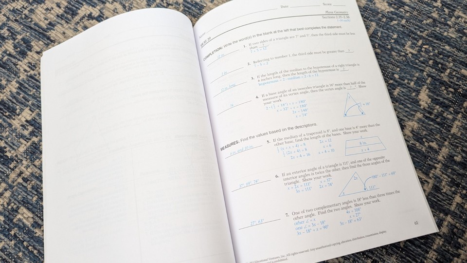 Abeka Mathematics Series Plane Geometry Test Quiz Key | eBay UK