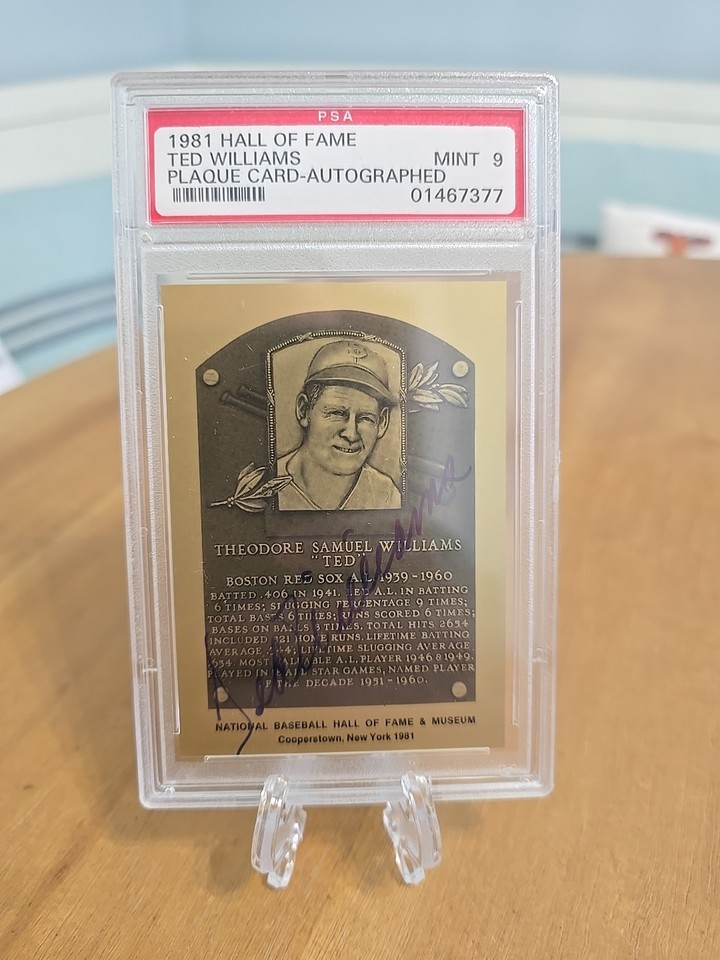 Ted Williams PSA 9 MINT Signed Gold Metallic Hall of Fame Plaque ...