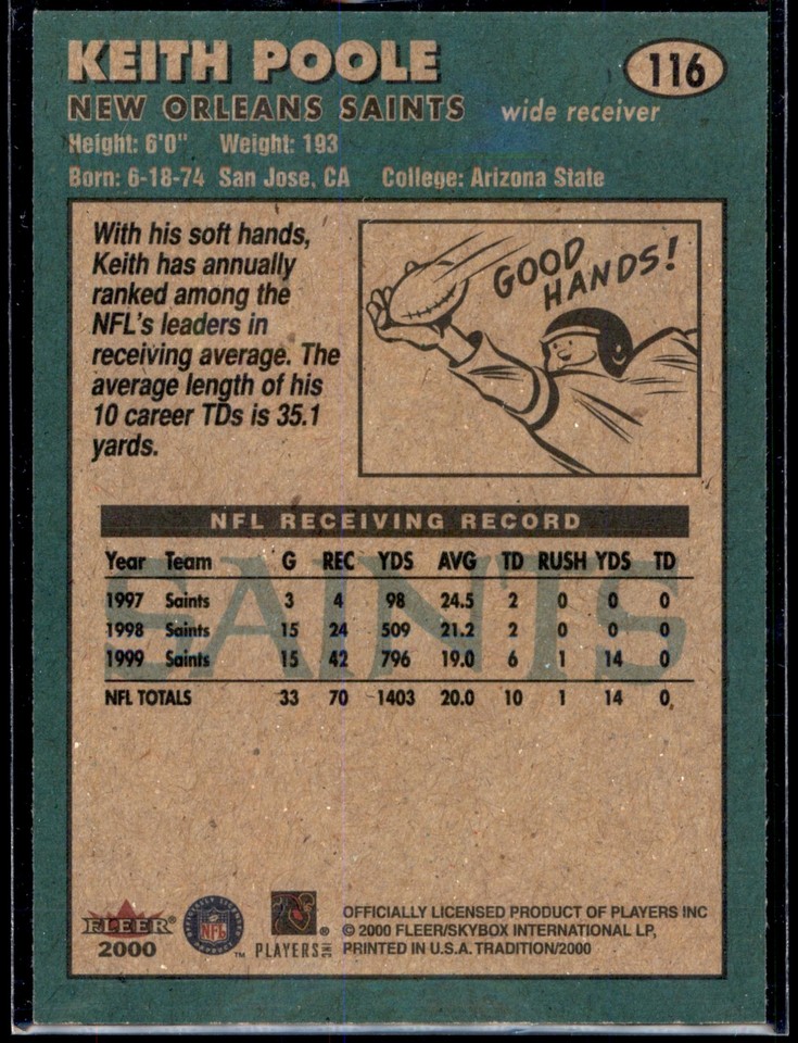 Keith Poole #116 2000 Fleer Tradition | eBay