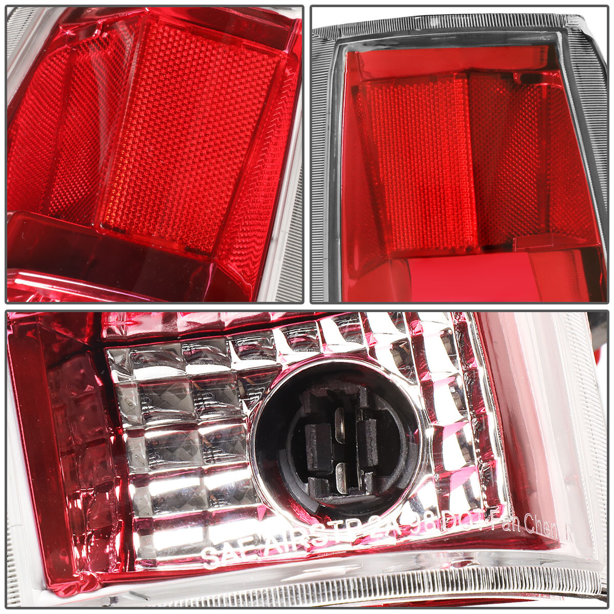 PAIR CHROME RED LENS 3D LED TAIL BRAKE LIGHTS LH+RH FOR 1988-2000 CHEVY ...