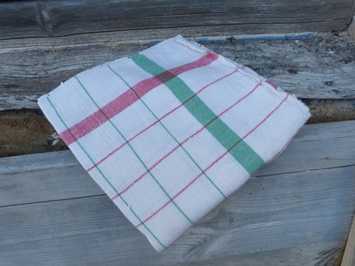 Antique old French red stripes linen kitchen towel cloth torchon | eBay