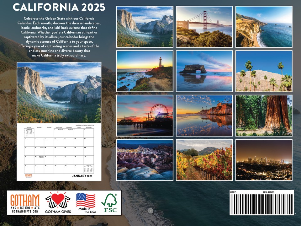 California Calendar 2025 Monthly Wall Calender 12 Month | eBay