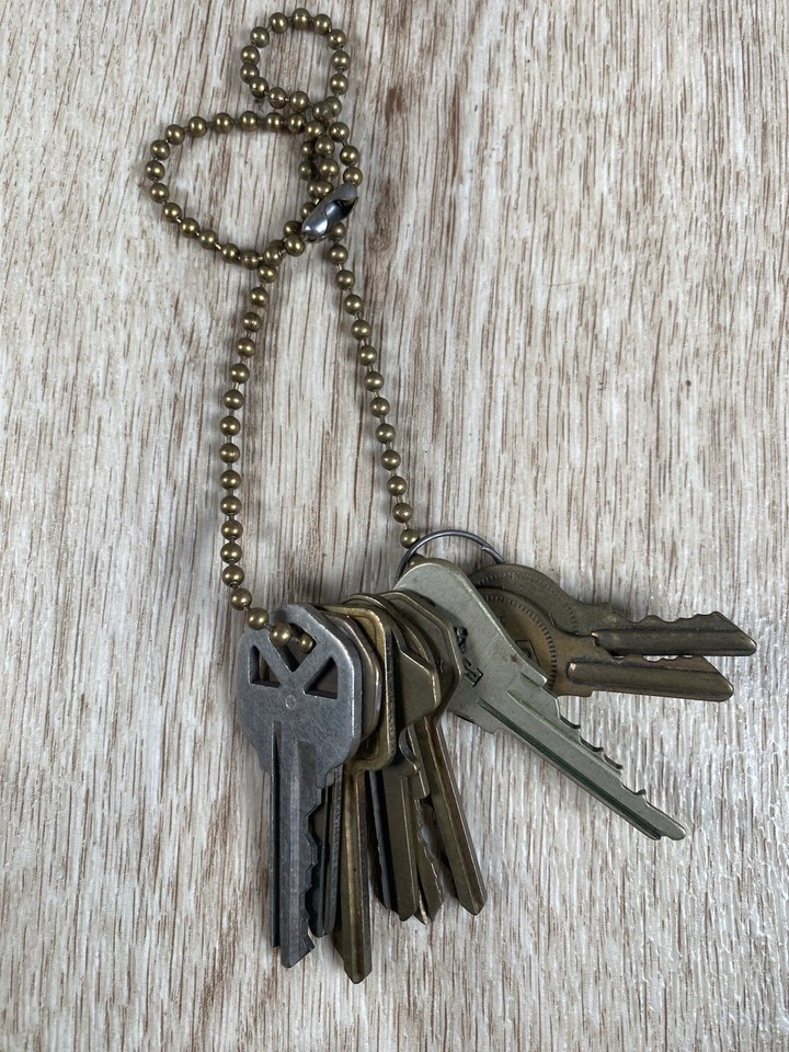 Vintage Key Lot Random Keys on Brass Chain, 9 Keys | eBay