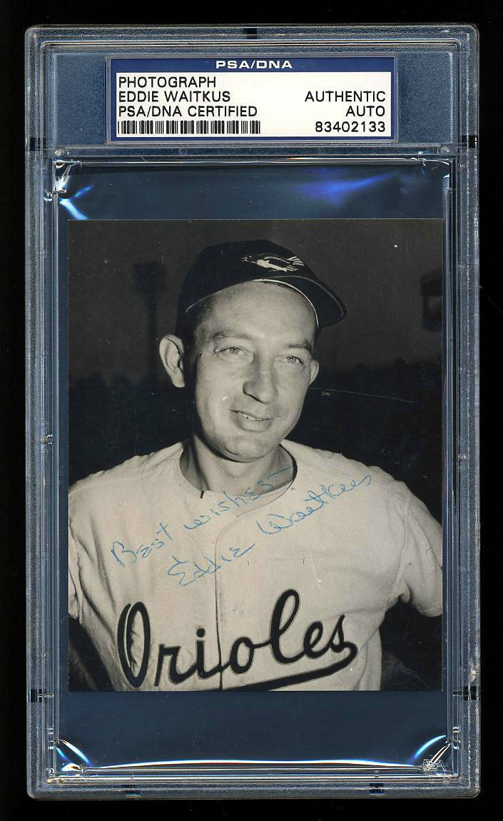 EDDIE WAITKUS RARE SIGNED PHOTO PSA/DNA THE NATURAL 1954 BALTIMORE ...