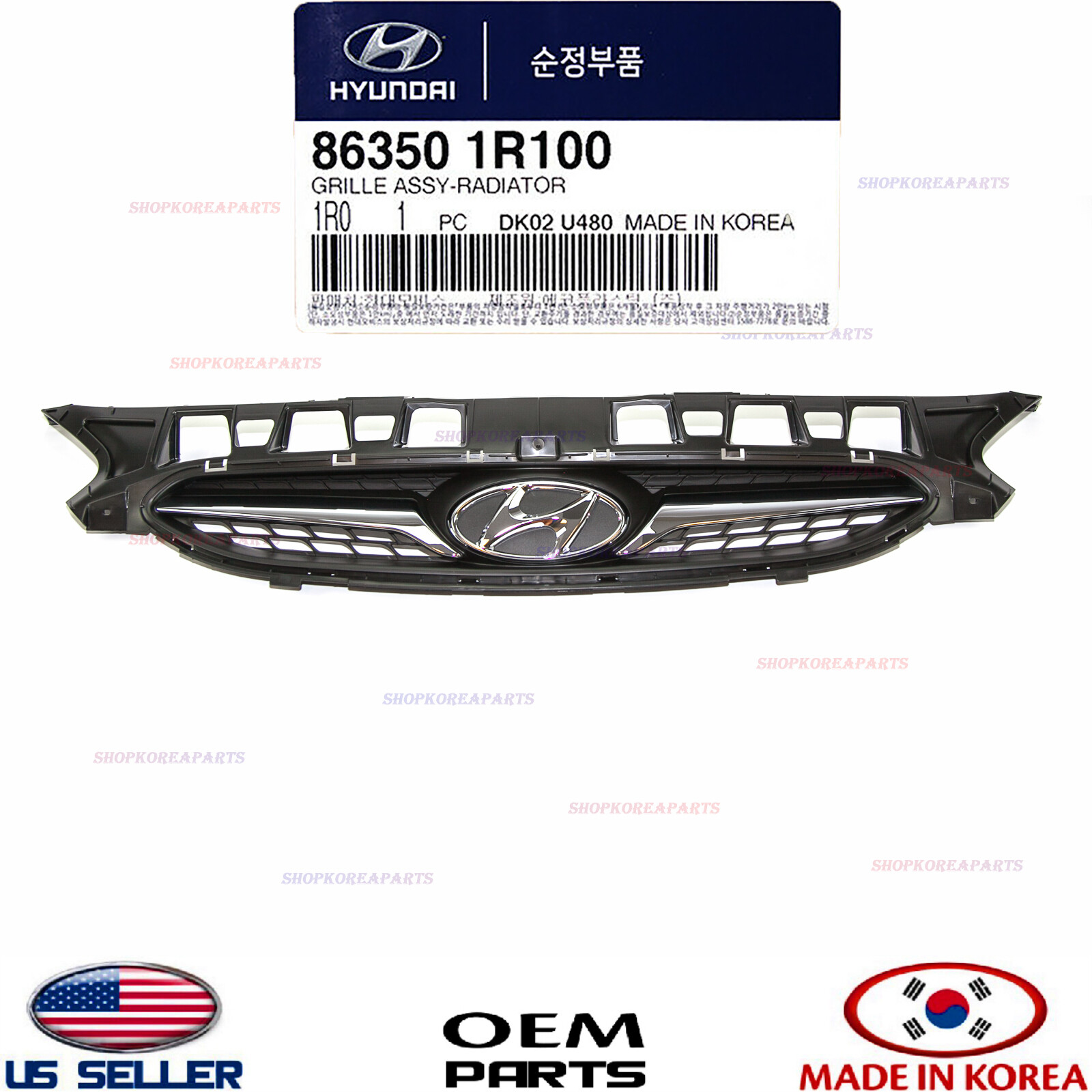 Genuine Front Radiator Grille with Emblem OEM 2012-2014 Hyundai Accent ...