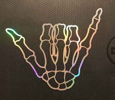 Hang Loose Shaka Brah Skeleton Hand Sign Decal 2 Pack - Holographic ...