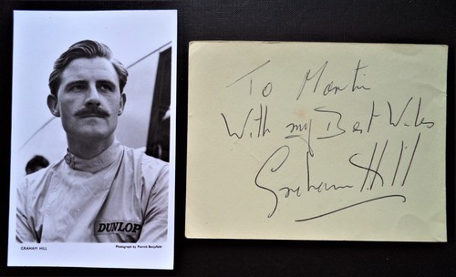 HILL GRAHAM F1 WORLD CHAMPION RACING DRIVER 1962 & 1968 INK AUTOGRAPH ...