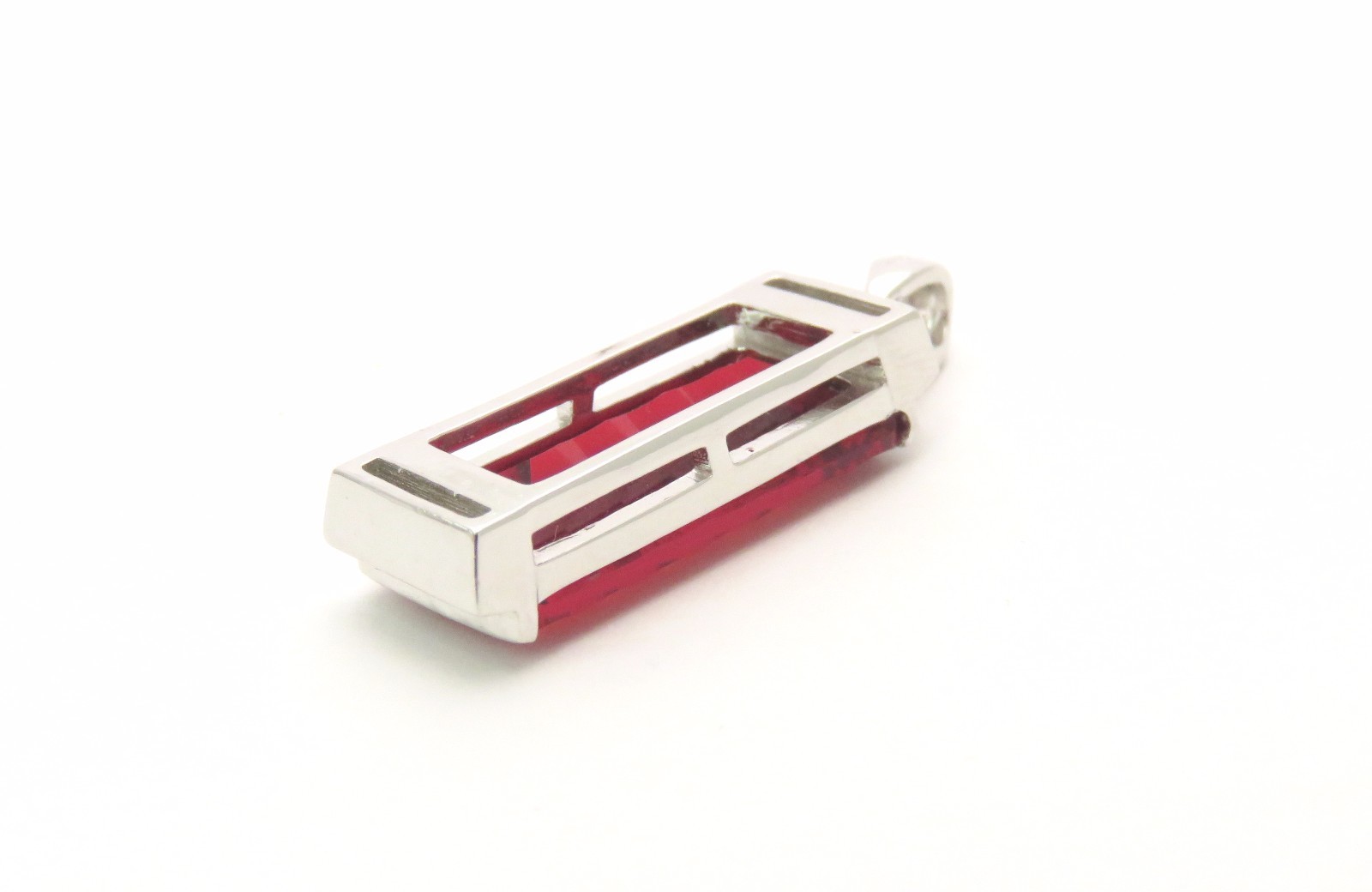 P1023 Red Ruby/ Forest Green Helenite Rectangular 925 Sterling Silver ...