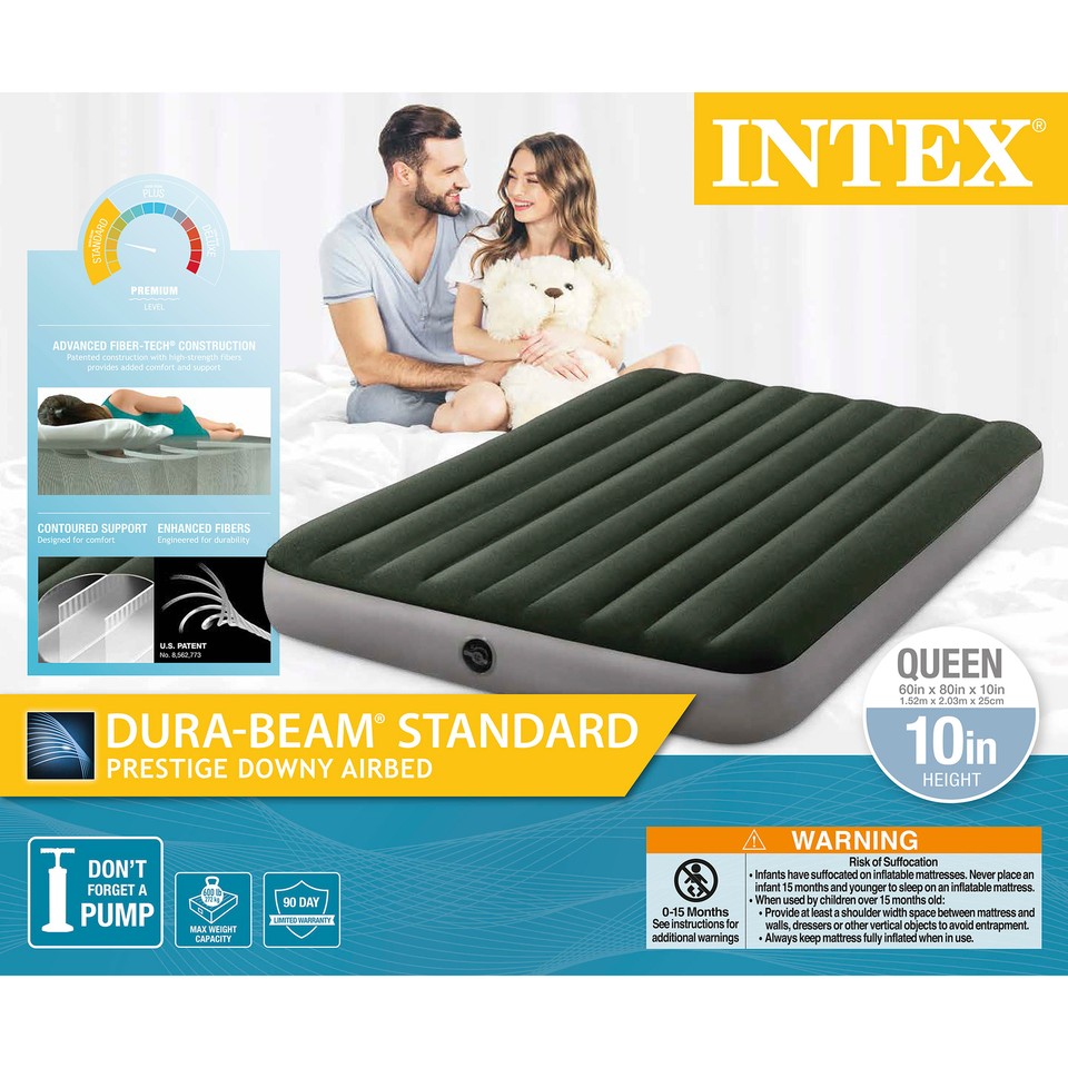 Intex 64109E Dura-Beam Prestige Downy Inflatable Airbed, Queen (Open ...