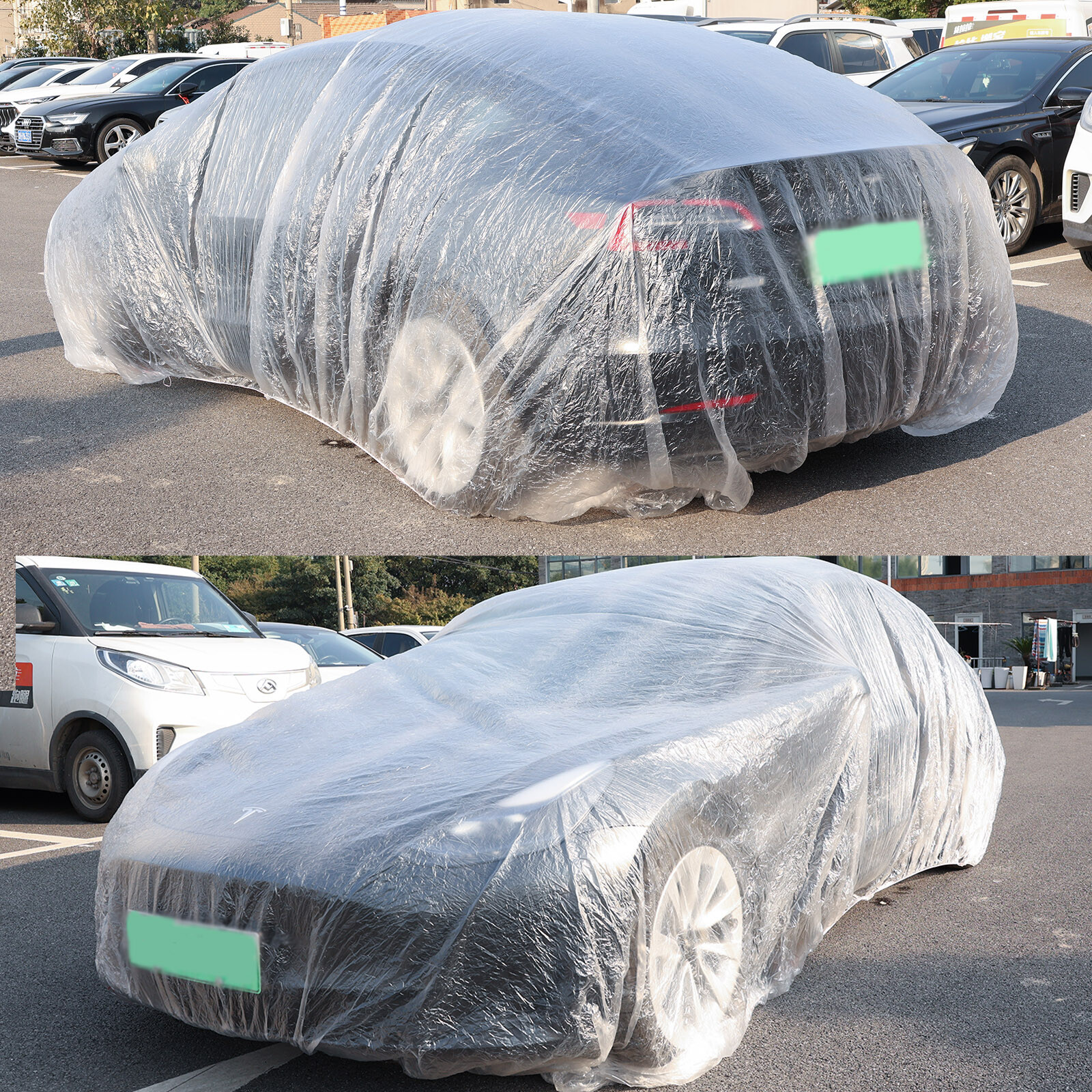 Disposable Auto Car Cover Clear Temporary Outdoor PE 3.8x6.5m Plastic ...