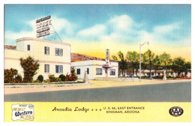 Postcard Linen AAA Autoclub Best Western Motel Arcadia Lodge Kingman ...