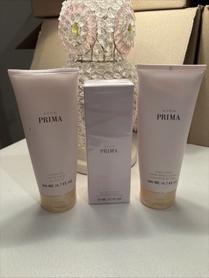 Avon Prima 3-Piece Set Perfume Spray, Body Lotion, Shower Gel New ...