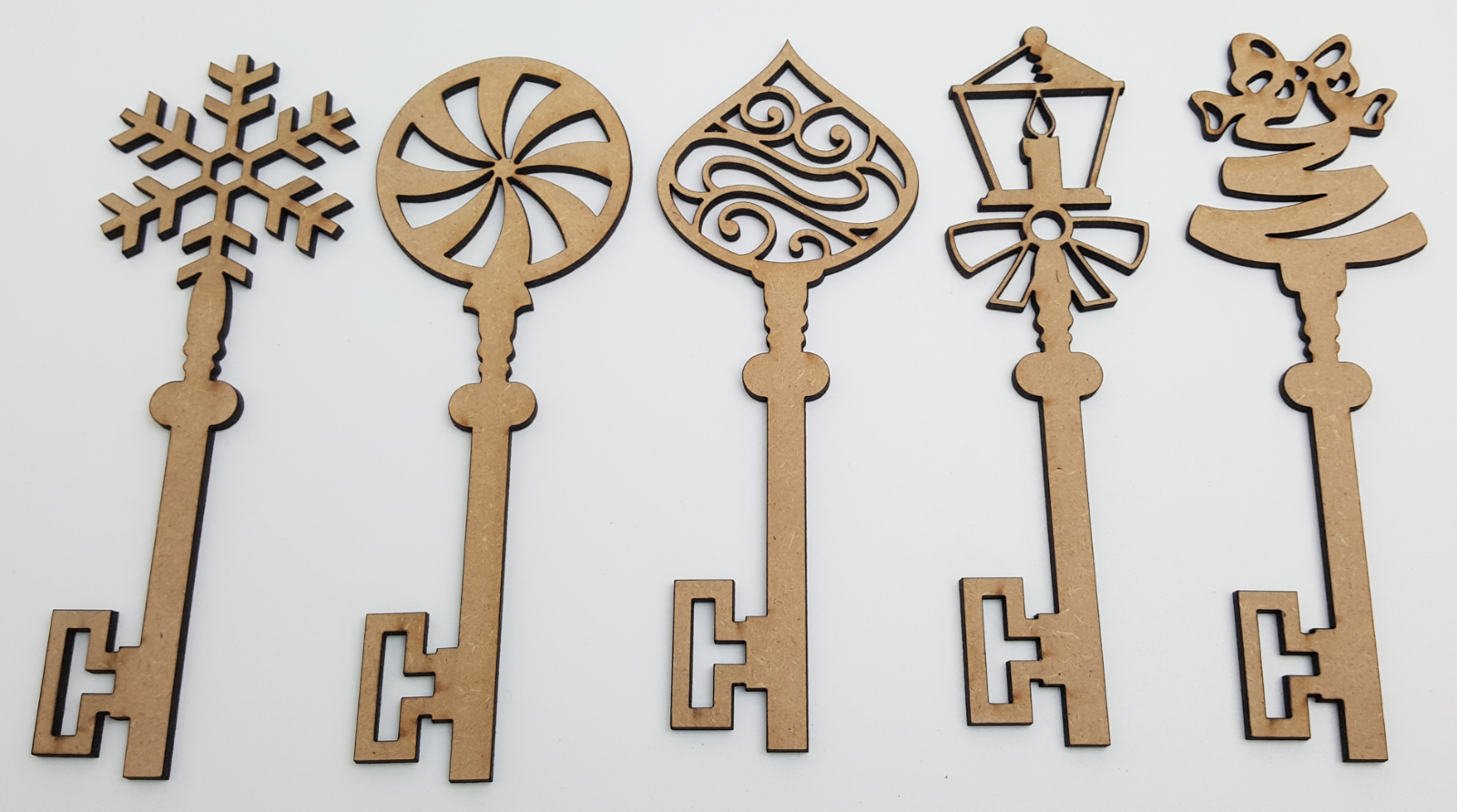 5x Wooden MDF Christmas Keys Tag Shapes Embellishments Decoration Craft ...
