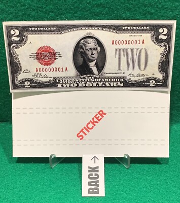 1928 $2 Two Dollar (STICKER!) Fancy Low Serial Number (A 00000001 A ...