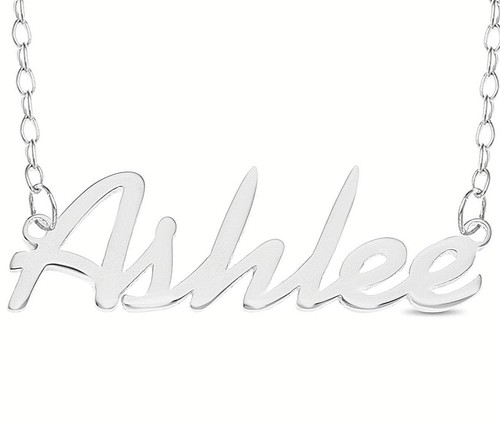 Ashlee Name Plate Necklace Pendent Sterling Silver female Personalized ...