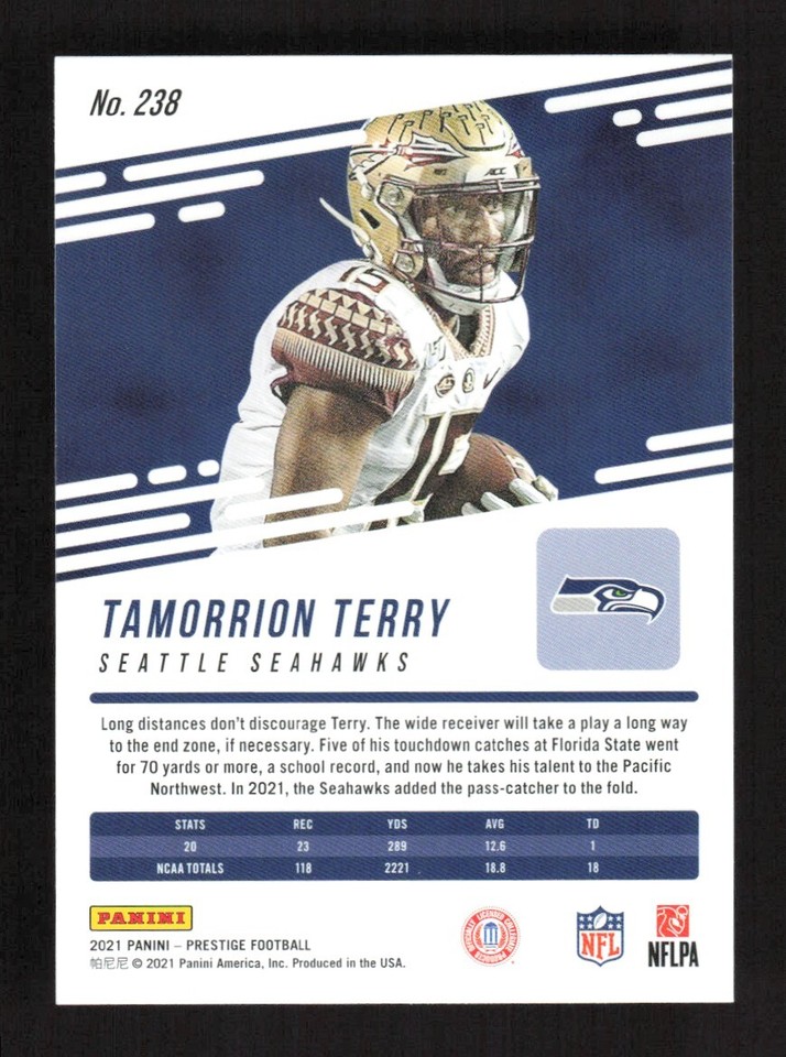 2021 Panini Prestige Tamorrion Terry RC #238 Seattle Seahawks | eBay