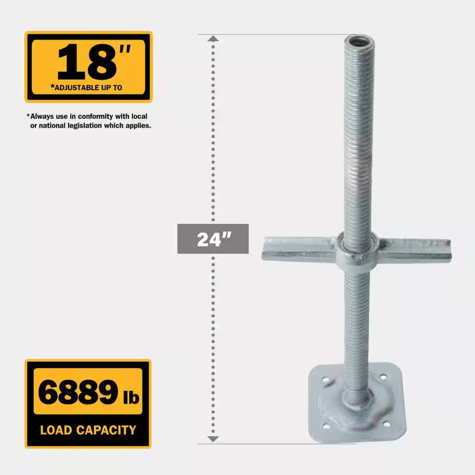 24-Inch Galvanized Steel Adjustable Leveling Jacks with Heavy-Duty Base ...