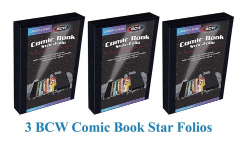 3 BCW Comic Book Storage Folio Case Folder Drop Back Box Hold 15 Bagged ...