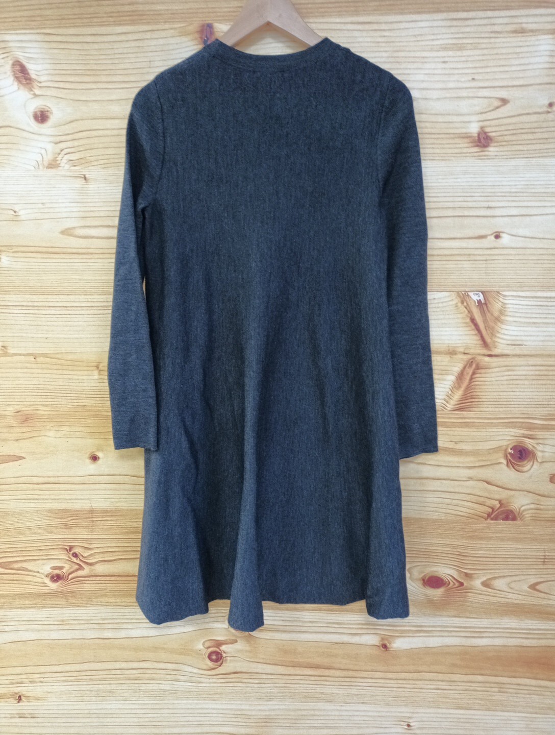 BNWT COS Dark Grey Wool Green Lined Long Sleeve Tunic Dress - Size XS ...