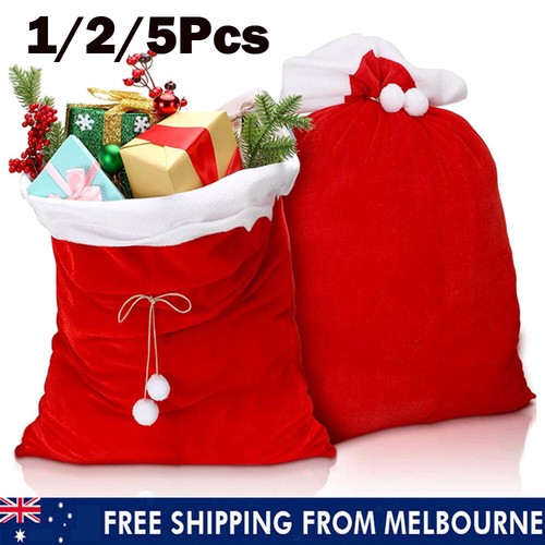 Christmas Red Velvet Santa Claus Bags for Xmas Present Toys Storage Bag ...