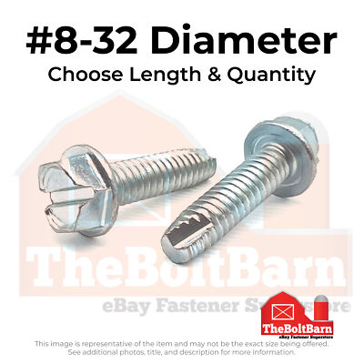 #8-32 Slotted Hex Washer Type T Thread Cutting Screws Zinc (Pick Length ...