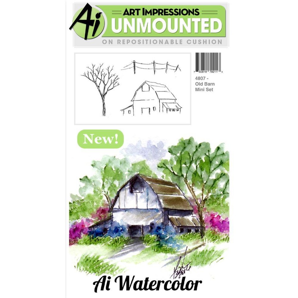 Art Impressions Watercolor Stamp Set Flowers Foliage, Trees, Birdhouse ...