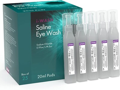 i-Wash Eye Wash Pods Drops Sterile Saline Solution First Aid Refill 25x ...