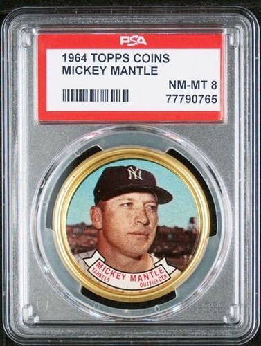 1964 Topps Baseball Coin Pin #120 Mickey Mantle New York Yankees PSA 8 ...