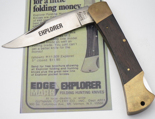 Vintage EXPLORER EDGE MARK JAPAN Large Lockback Knife - 440 Stainless ...