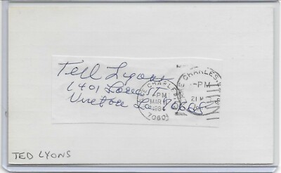 Ted Lyons Cut Autograph Affixed to a 3" x 5" Index Card | eBay