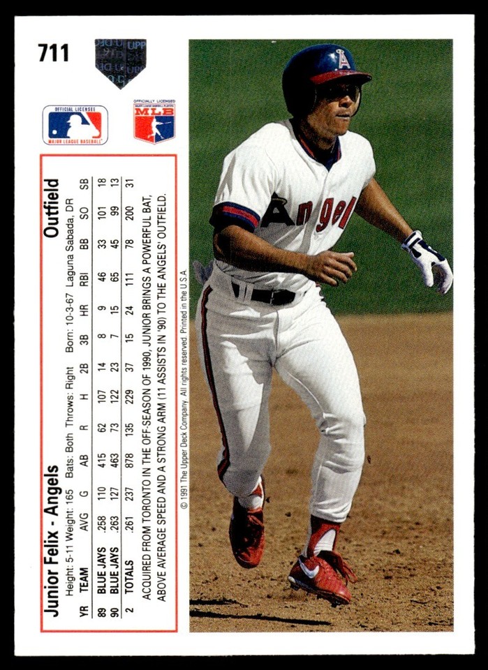 Junior Felix 1991 Upper Deck #711 California Angels 31755 Baseball Card ...