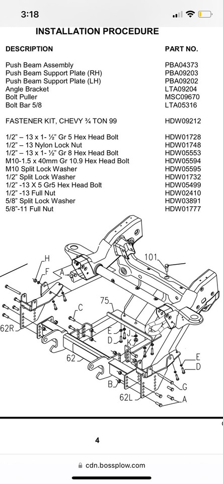 Boss Snowplow Mount LTA09201B 11-19 GM 2500 | eBay