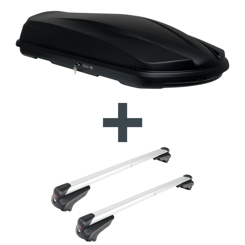 Dachbox LEVUP Cube 470 + Dachträger G3 Clop infinity für Dacia Duster ...