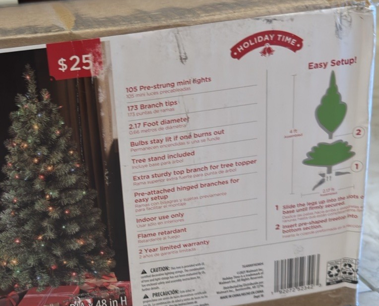 Holiday Time 4-Foot Pre-Lit Indiana Spruce Multi Color Lights Christmas ...