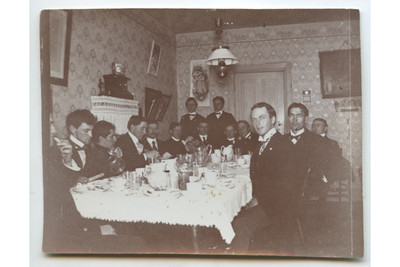 MENS CLUB/FRATERNAL DINNER PARTY, 14 MEN IN COAT + TIE SNAPSHOT PHOTO ...