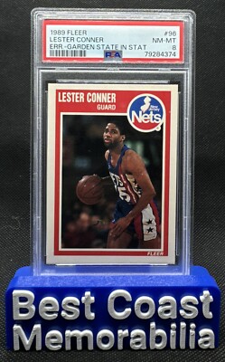 1989 Fleer NBA Basketball #96 Lester Conner ERROR GARDEN STATE IN STAT ...