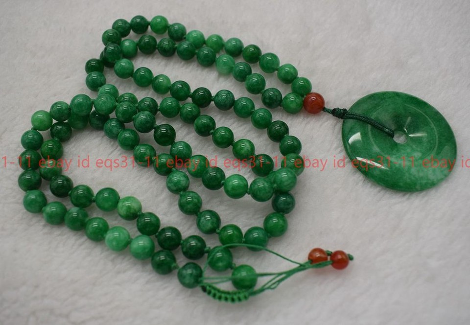 Beautiful 6/8/10mm Green Jadeite Jade Round Gemstone Beads Necklace 36 ...