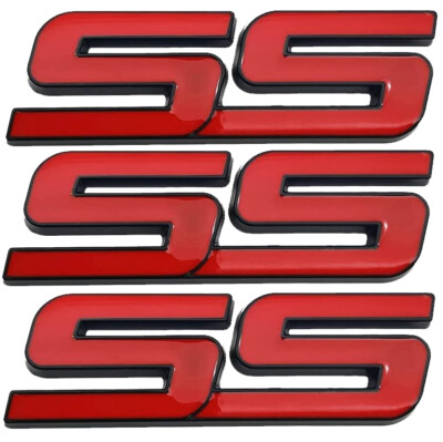 For Metal SS Emblem 3D Car Badge Decal Red Black | eBay