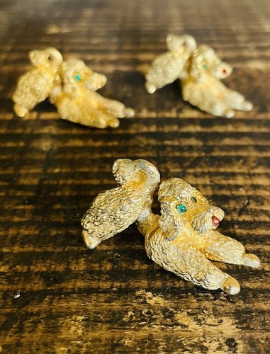 RARE VTG MCM 3 Poodle Lot Figurines Small Gold Dog Miniature ...